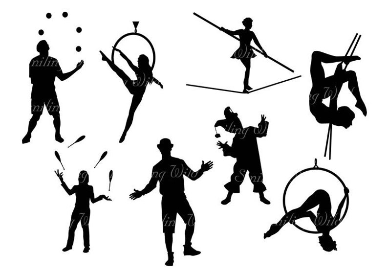 Circus Svg Silhouette Clipart Printable Circus Png Aerial | Etsy