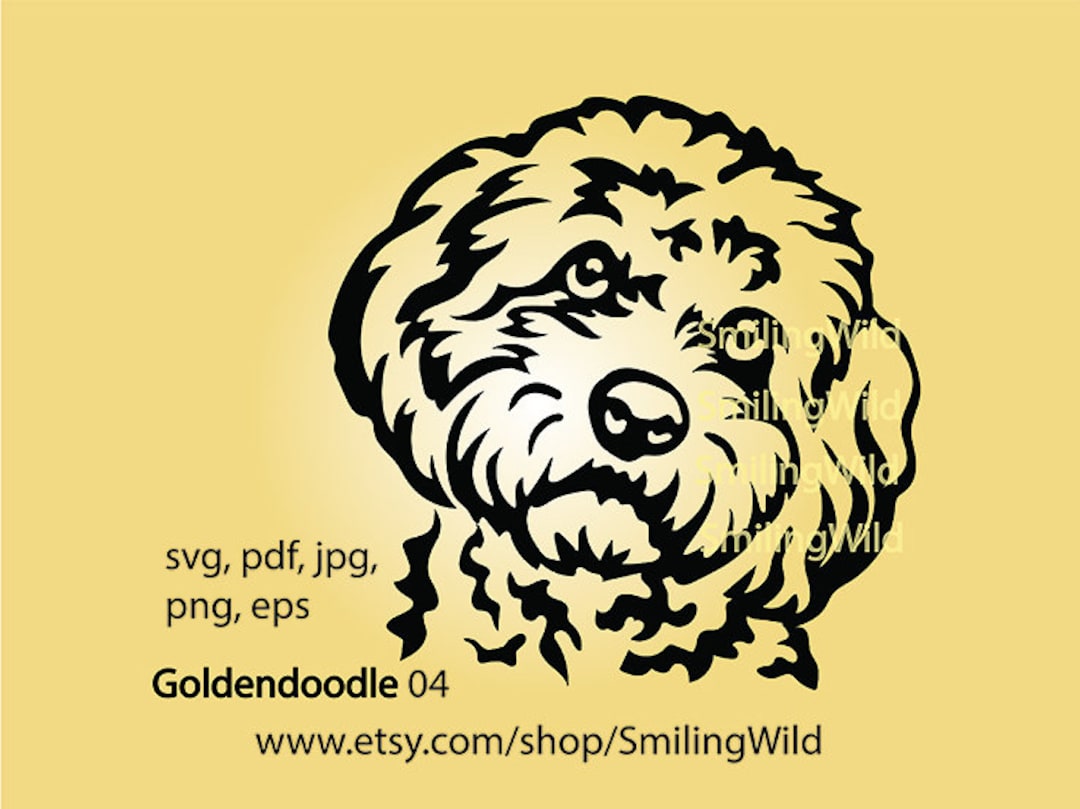 Goldendoodle Svg Head Tilt Portrait Clipart Vector Graphic Art Dog Head ...