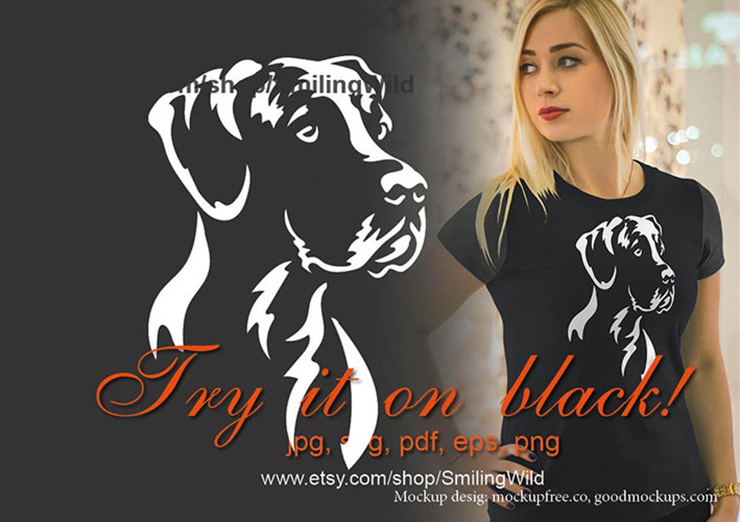 Great Dane Svg White Vector Portrait Dog Profile Vector Graphic Art ...