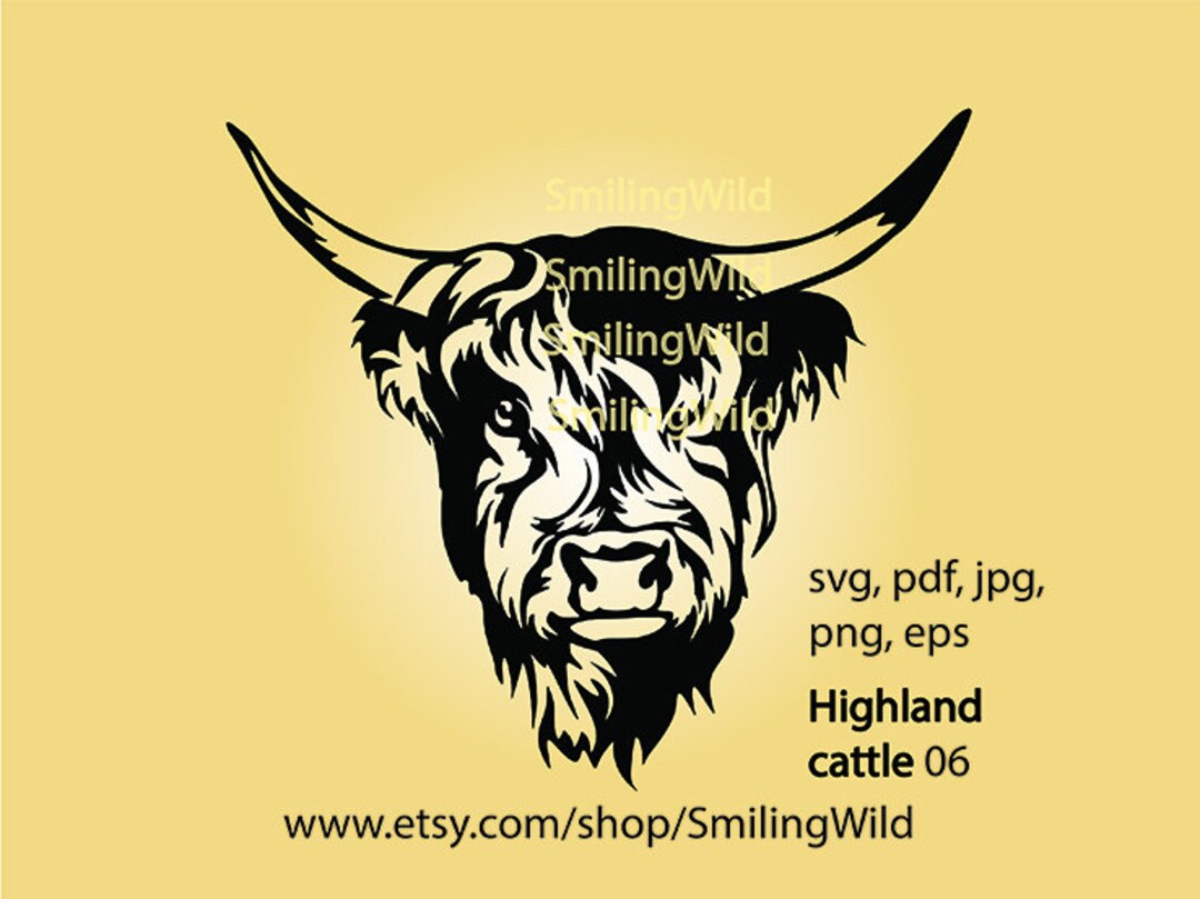Highland Svg Vector Graphic Head Portrait Scottish Highland Cattle ...