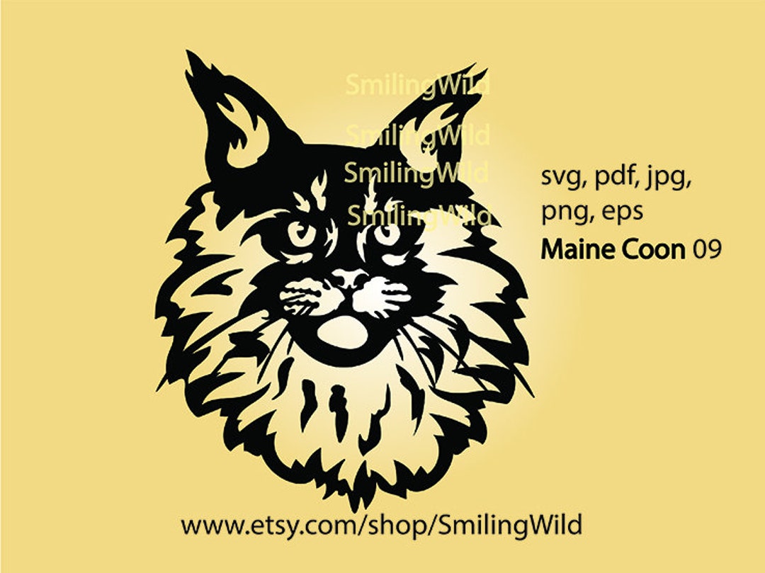 Maine Coon Cat Portrait Cut File Cuttable Maine Coon Svg - Etsy