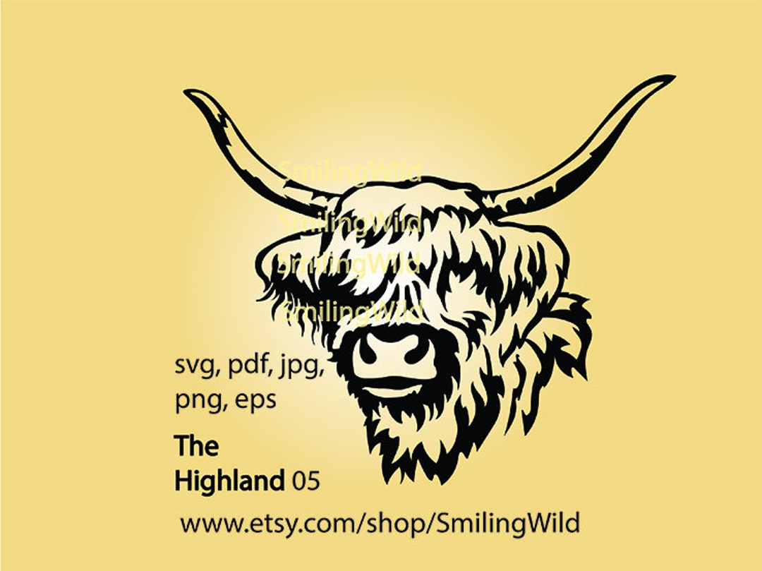 Scottish Highland Cattle Svg Highlander Cow Clipart Vector - Etsy