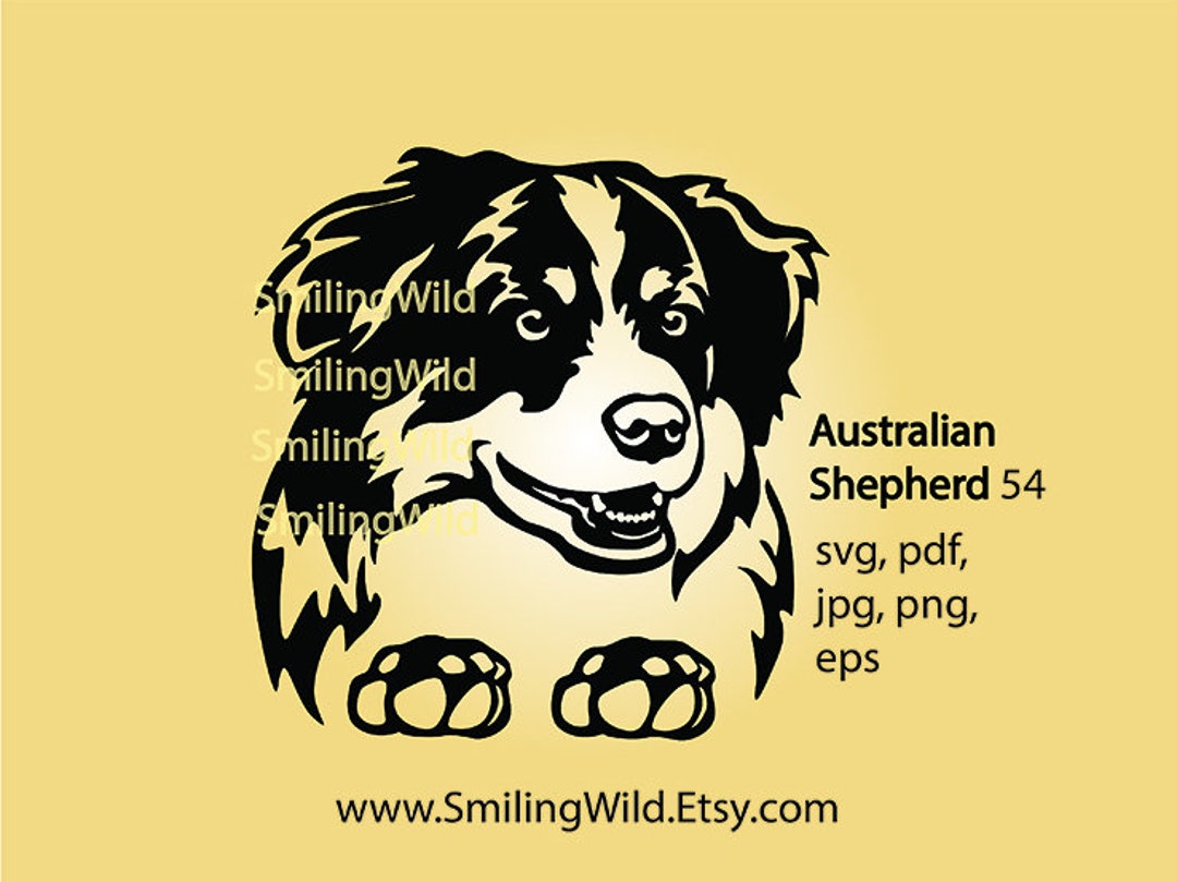 Aussie Dog Png Portrait Australian Shepherd Svg Clip Art - Etsy