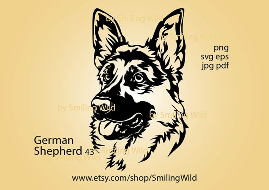 German Shepherd Head Svg Cut File Dog Face Cuttable Digital - Etsy