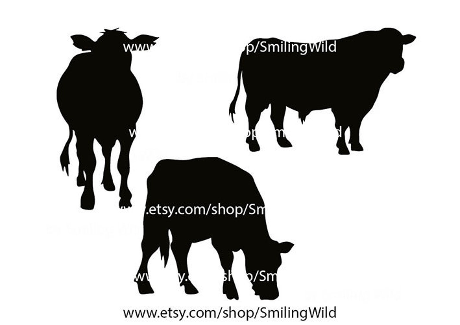 Black Angus Cattle SVG, PNG Silhouette Bundle, Laser Cut File - Etsy
