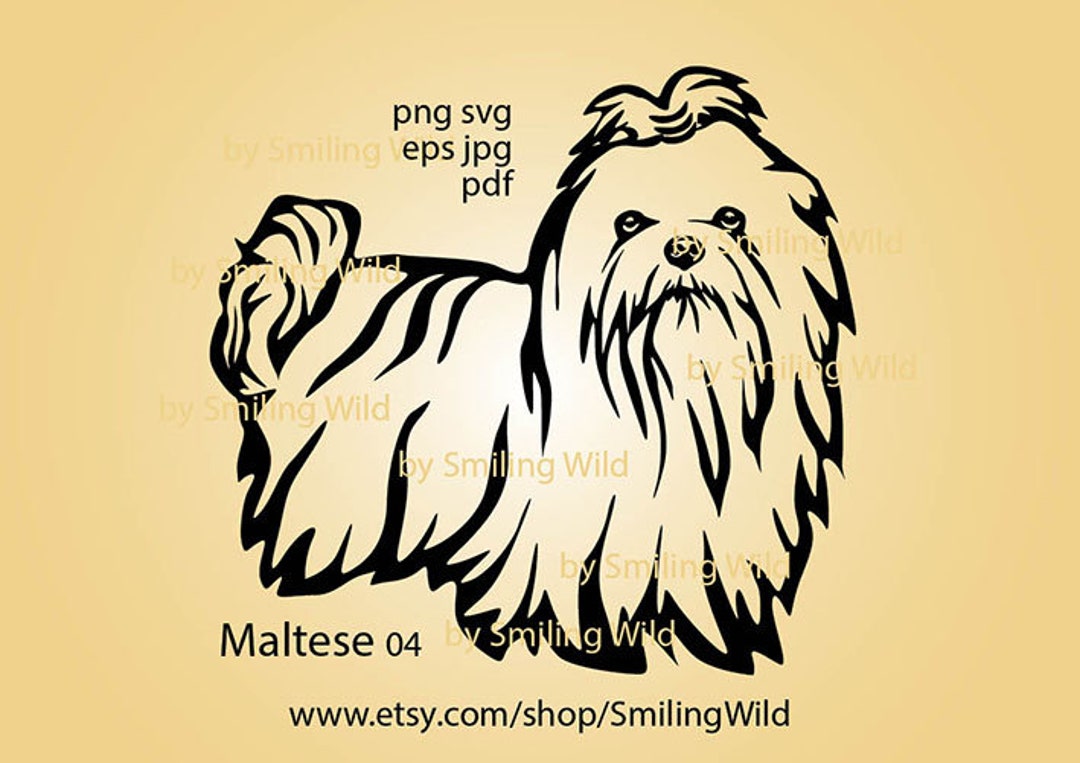 Maltese (04) Dog Svg Clipart Vector Graphic Art Maltese Printable Cut ...