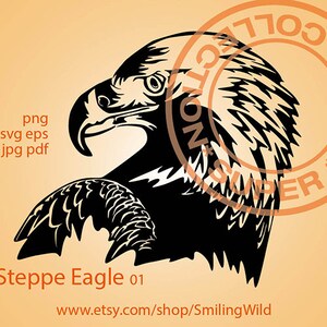 Steppe Eagle svg vector art flying bird of prey clipart png | Etsy
