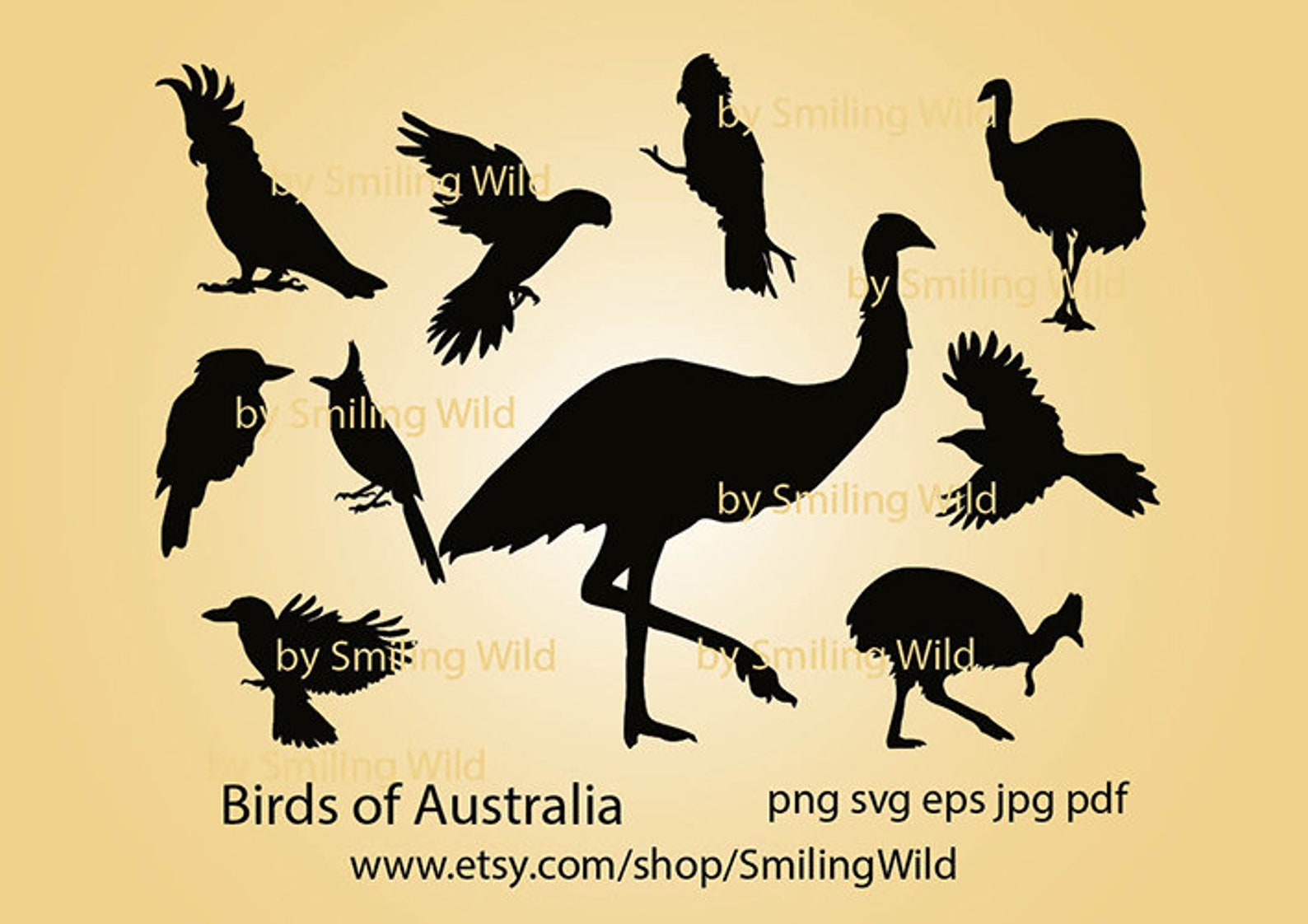 Australia Birds Svg Emu Vector Cassowary Silhouette Bulbul - Etsy