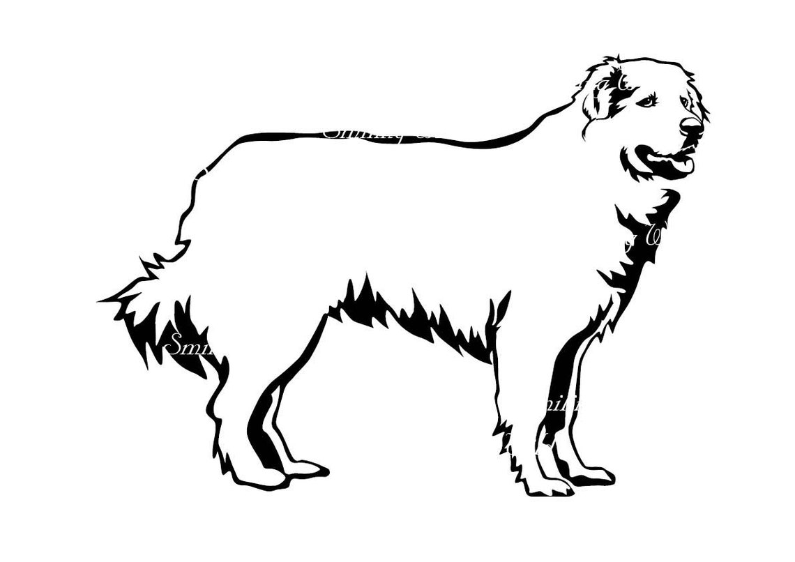 Great Pyrenees Vector Graphic Art Dog Portrait Svg Pyrenean - Etsy