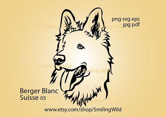 White Swiss Shepherd svg vector art Berger Blanc Suisse - Etsy France