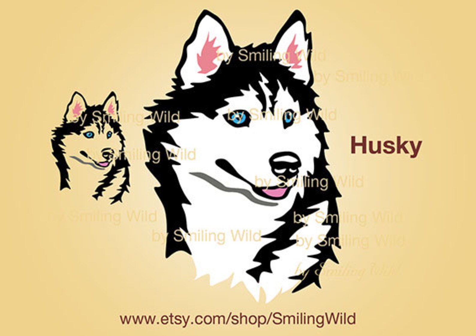 Siberian Husky dog svg clipart portrait head Siberian Husky | Etsy