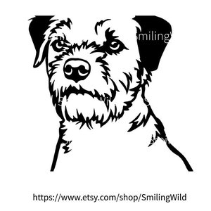Border Terrier Svg Cuttable Digital Clip Art Portrait, Border Terrier ...