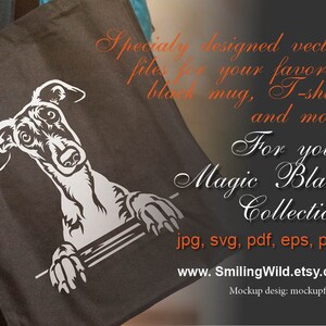 Galgo Svg Portrait White Vector Graphic Cut File, Peeking Galgo Dog ...