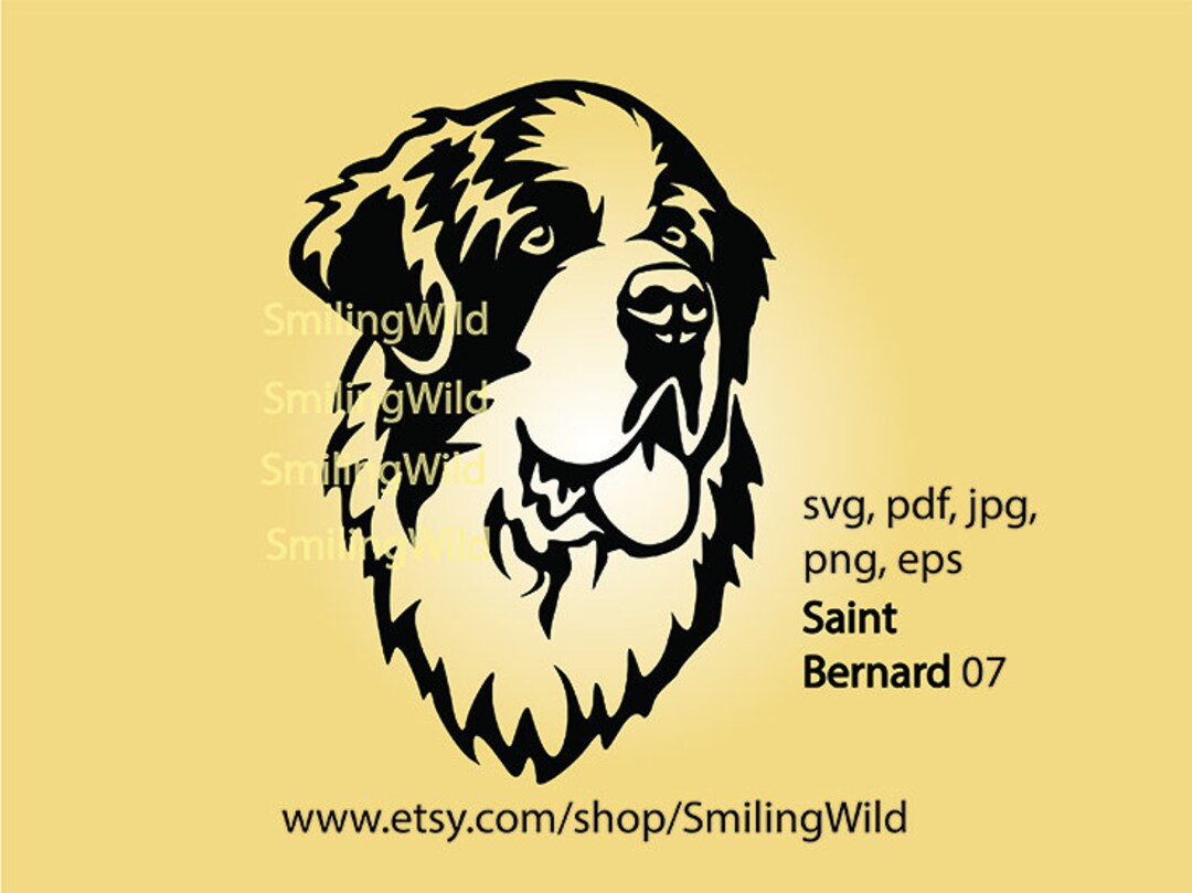 Saint Bernard Dog Svg Clipart Vector Graphic Art Saint Bernard Portrait ...
