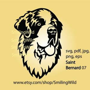 Saint Bernard Dog Svg Clipart Vector Graphic Art Saint Bernard Portrait ...