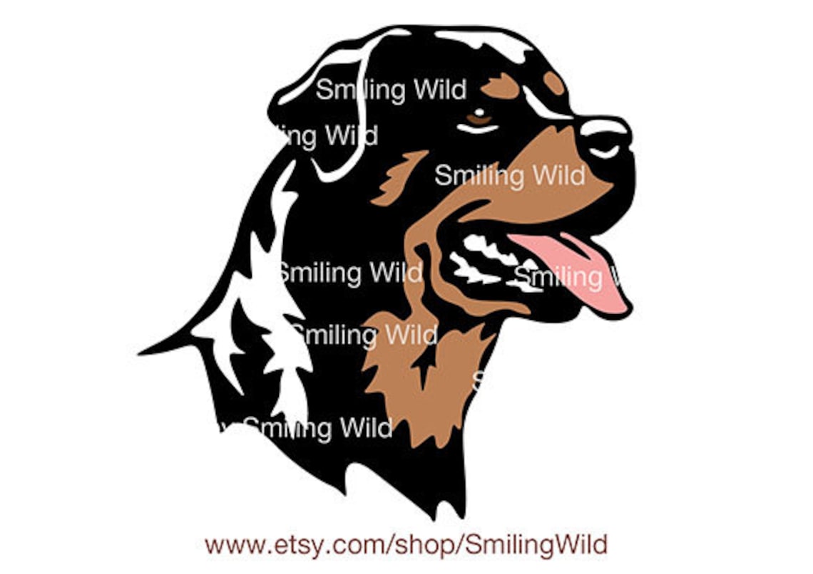 Rottweiler Dog Svg Portrait Cut File Clipart Vector Graphic - Etsy