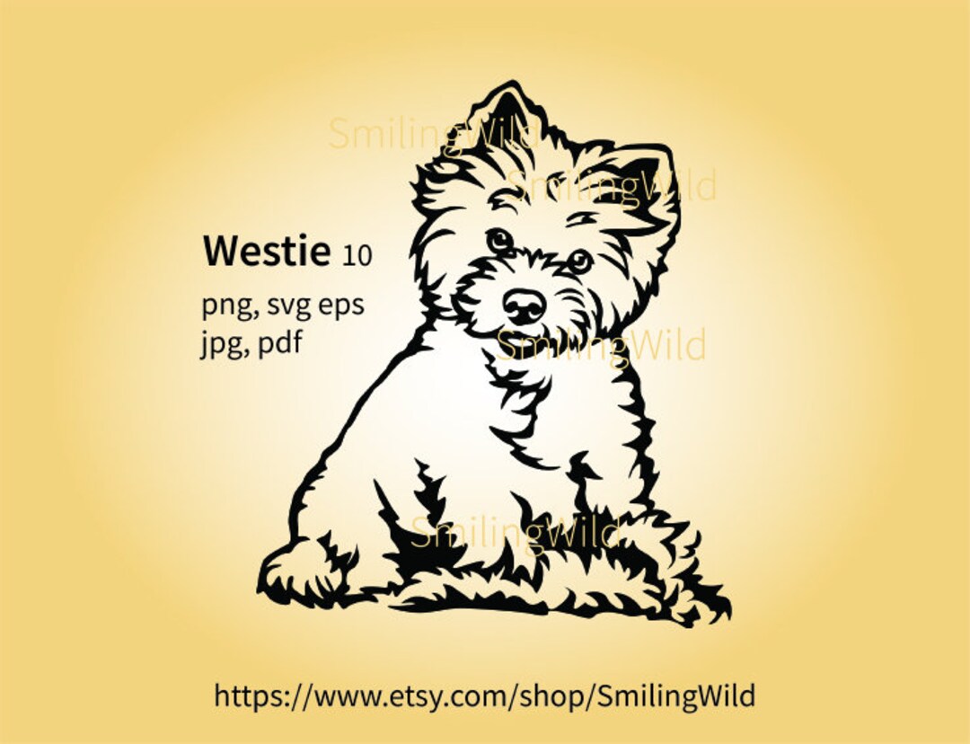 Westie Svg Portrait Dog Head Vector Graphic Art West - Etsy