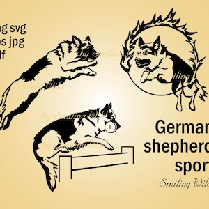 Jumping German Shepherd Sport Art Dog Svg Clipart German Shepherd ...