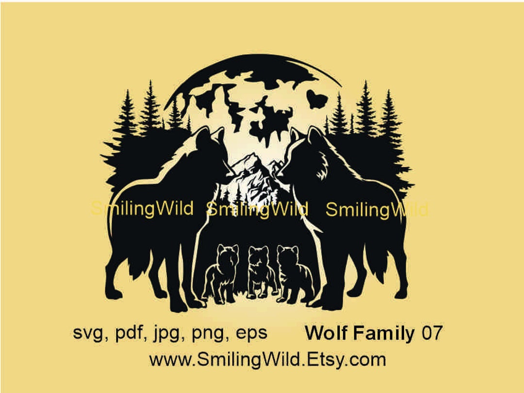 Wolf Family Svg File Vector Graphic Art Wild Animal Laser Cut File ...