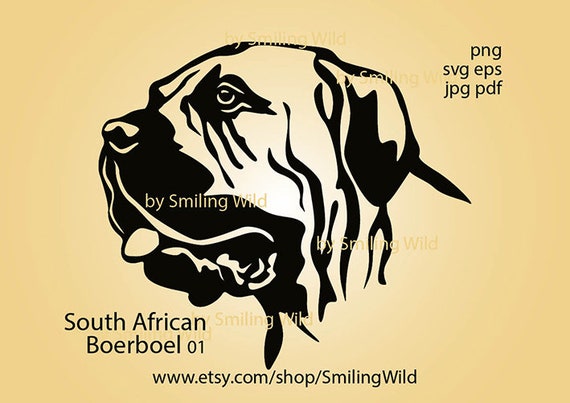 Boerboel svg portrait vector graphic art clipart dog head - Etsy España