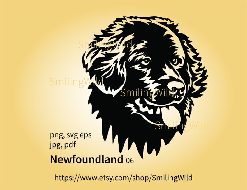 Newfoundland Dog Head Svg Clip Art Illustration Newfoundland - Etsy