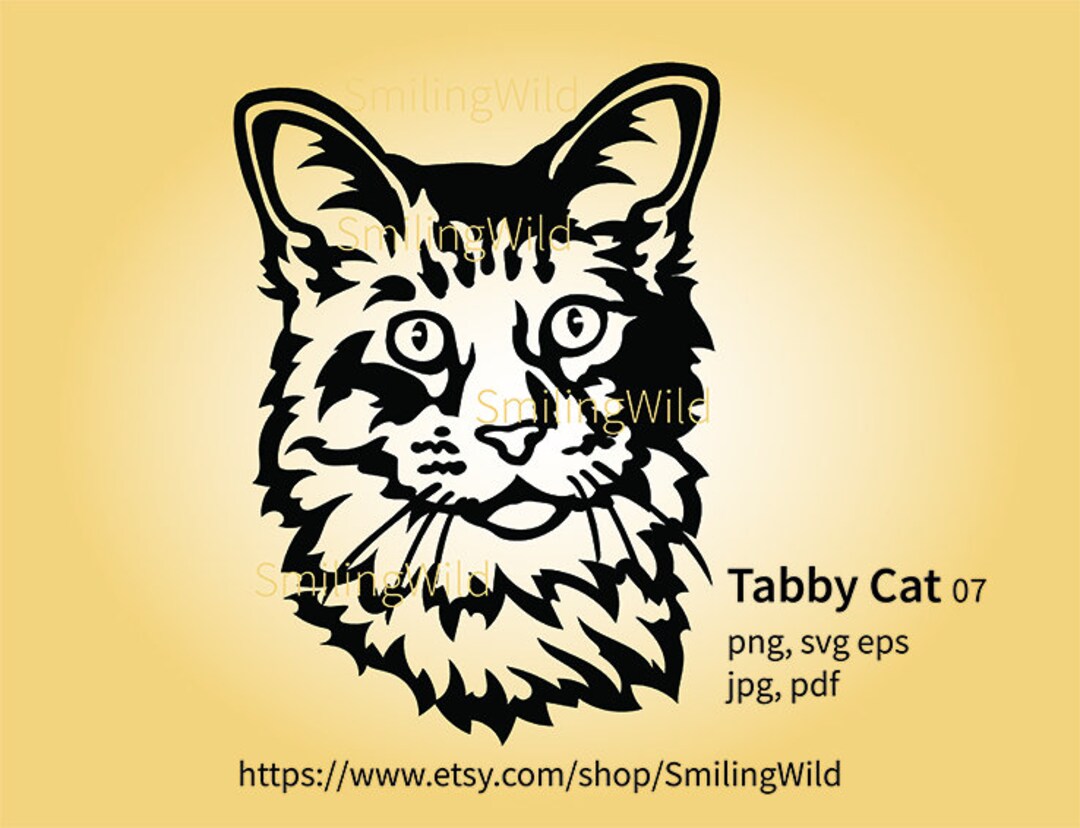 Tabby Cat Svg Clip Art Design Tabby Cat Cuttable Vector - Etsy
