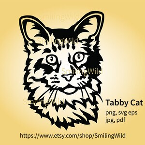 Tabby Cat Svg Clip Art Design Tabby Cat Cuttable Vector - Etsy