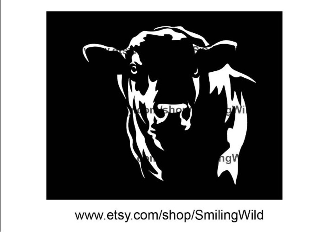 Black Angus Bull Svg White Vector Clip Art Icon Black Angus - Etsy