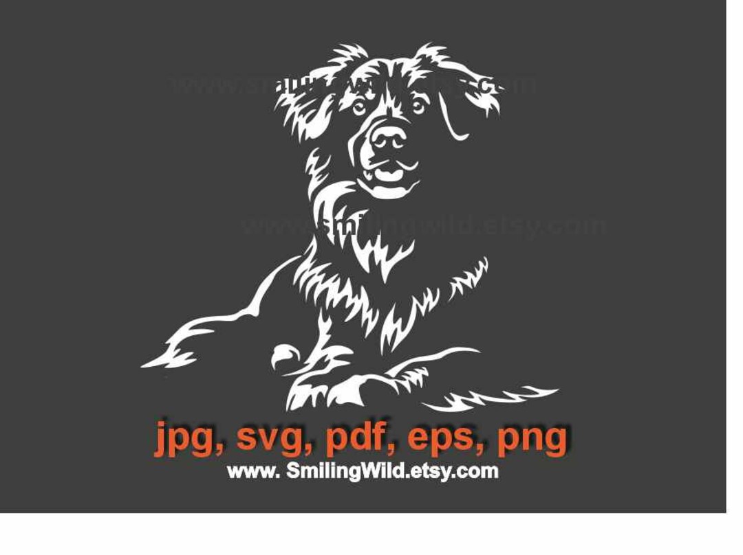 Toller Dog Svg Vector Graphic Laser Cut File White Print on Black ...
