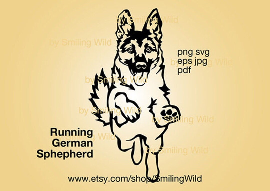 German Shepherd Running Svg Dog Clipart Cut File Cuttable Vector ...