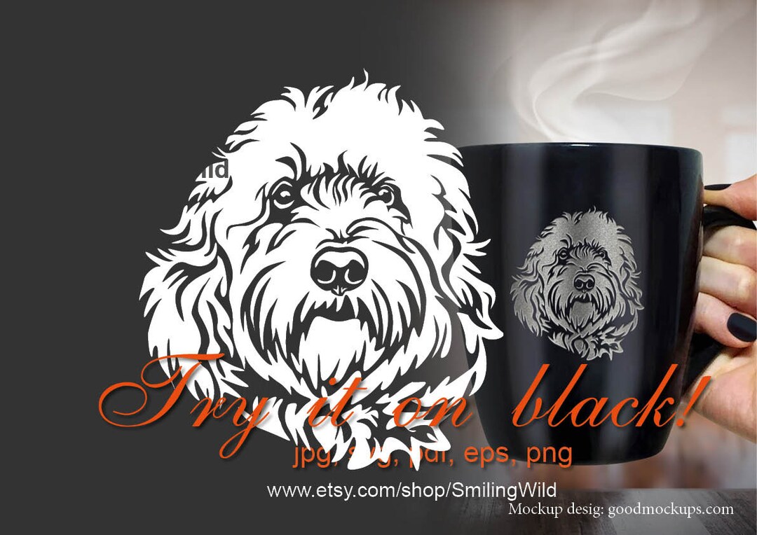 Cockapoo Svg Vector Graphic Art Portrait Face, Cut in White Print on ...