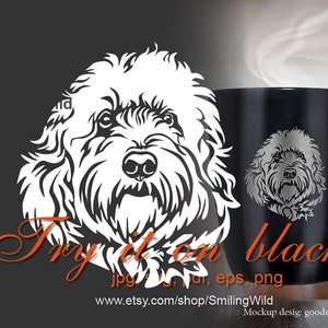 Cockapoo Svg Vector Graphic Art Portrait Face, Cut in White Print on ...