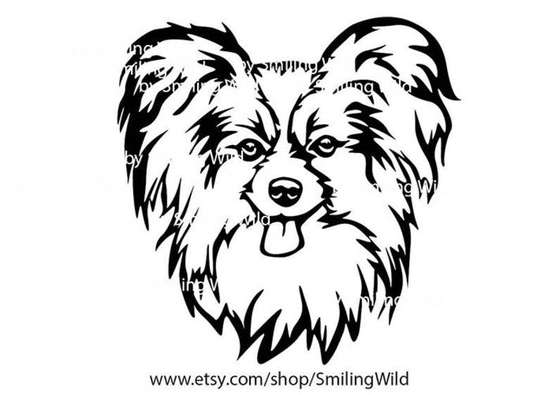 Papillon Portrait Svg Clipart Vector Graphic Art Dog Digital | Etsy