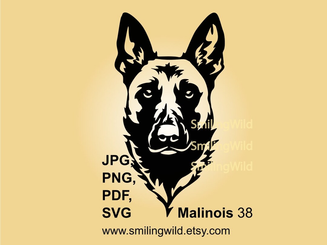 Malinois Portrait Svg Dog Head Face Printble Malinois Belgian Shepherd ...