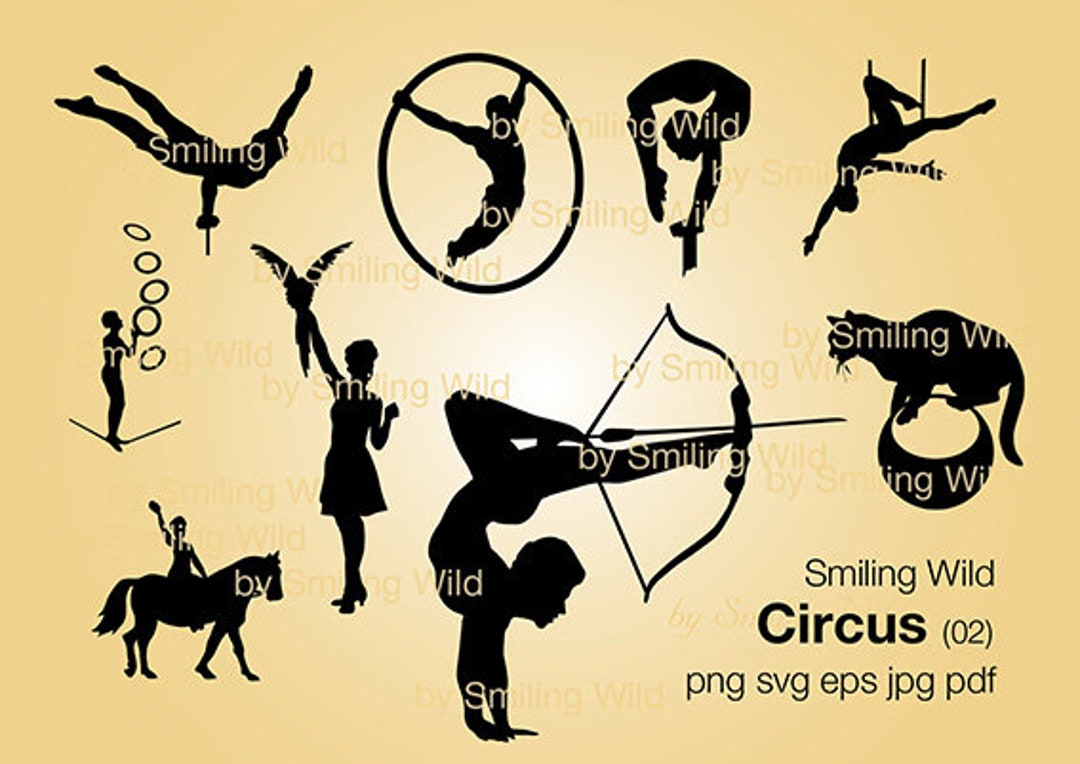 Circus Clipart Silhouette Circus Acrobat Vector Graphic Art - Etsy
