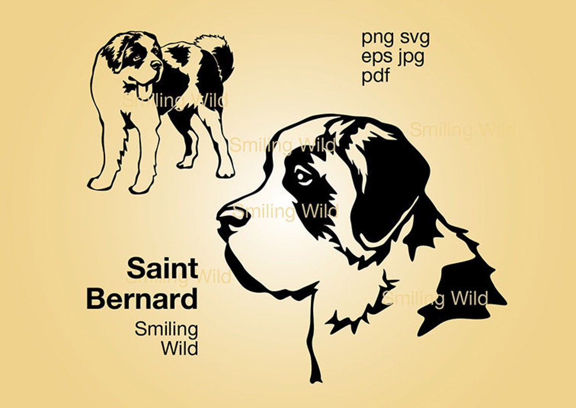 Saint Bernard Dog Svg Clipart St. Bernard Vector Graphic Art - Etsy Finland