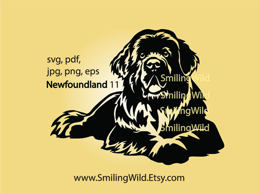 Newfoundland Dog Svg Cricut Portrait Vector Graphic Art, Lying ...
