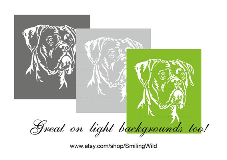 Boxer Dog Face Svg White Vector File Print on Black Boxer | Etsy