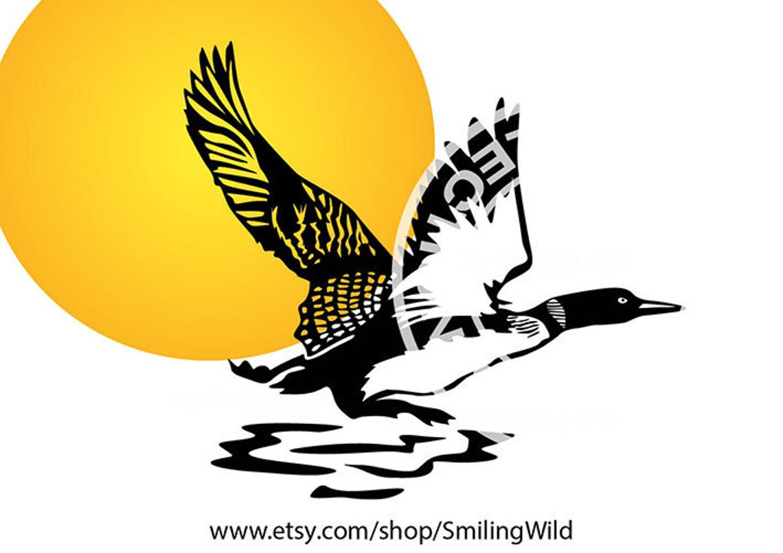 Loon Svg Clipart Vector Graphic Art Flying Bird Svg Loon Cut | Etsy