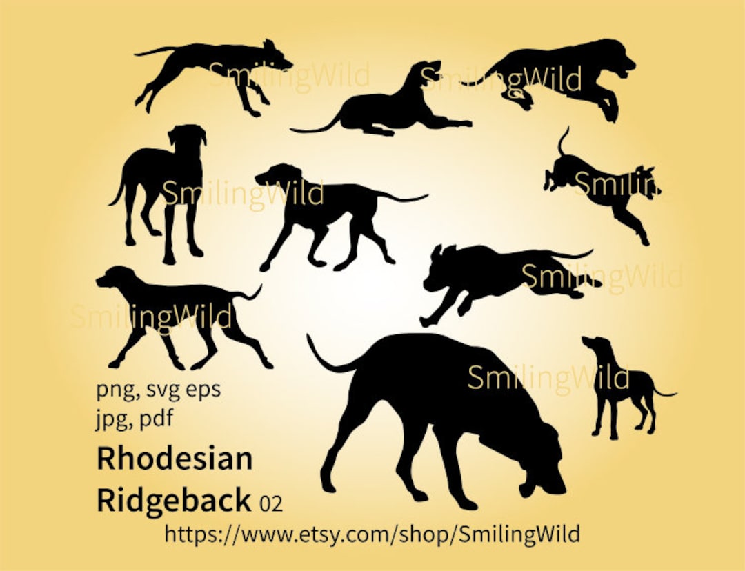 Rhodesian Ridgeback Svg Bundle, Clip Art Silhouettes, Running Dog ...