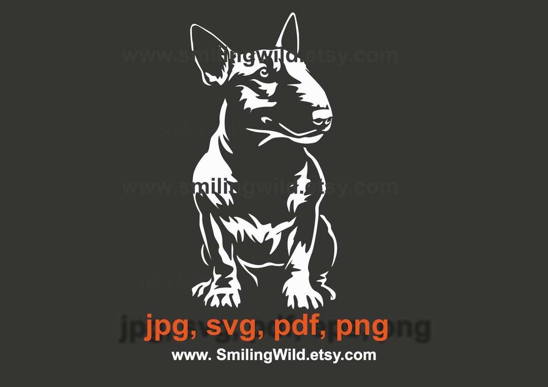 Sitting Bull Terrier Svg White Vector Clip Art, Dog Svg Vector Graphic ...