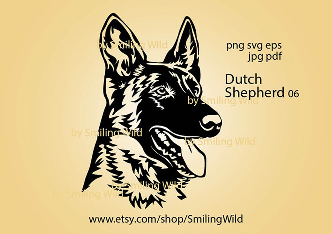 Dutch Shepherd Head Svg Cuttable Vector Graphic Art Dog Face Design ...