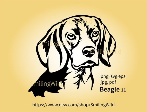 Beagle Svg Clipart Art Digital Design Png Beagle Silhouette | Etsy