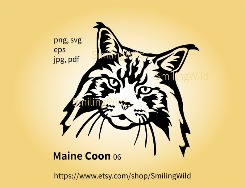 Maine Coon Cat Svg Vector Clip Art Icon Illustration Maine | Etsy