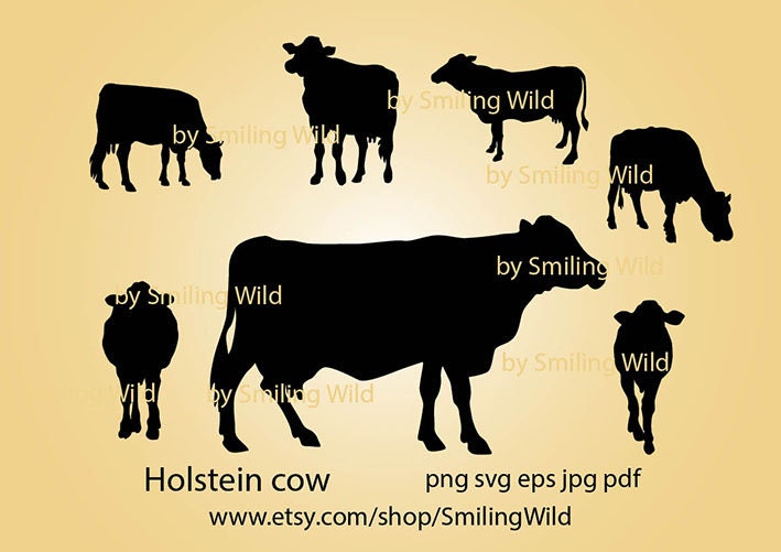 Holstein Friesian Cow Svg Silhouette Vector Graphic Art Cattle - Etsy
