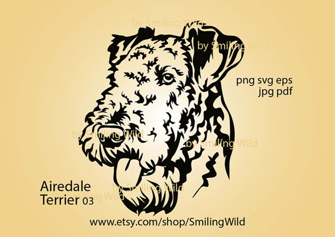 Airedale Terrier Svg Face Dog Portrait Vector File Digital - Etsy