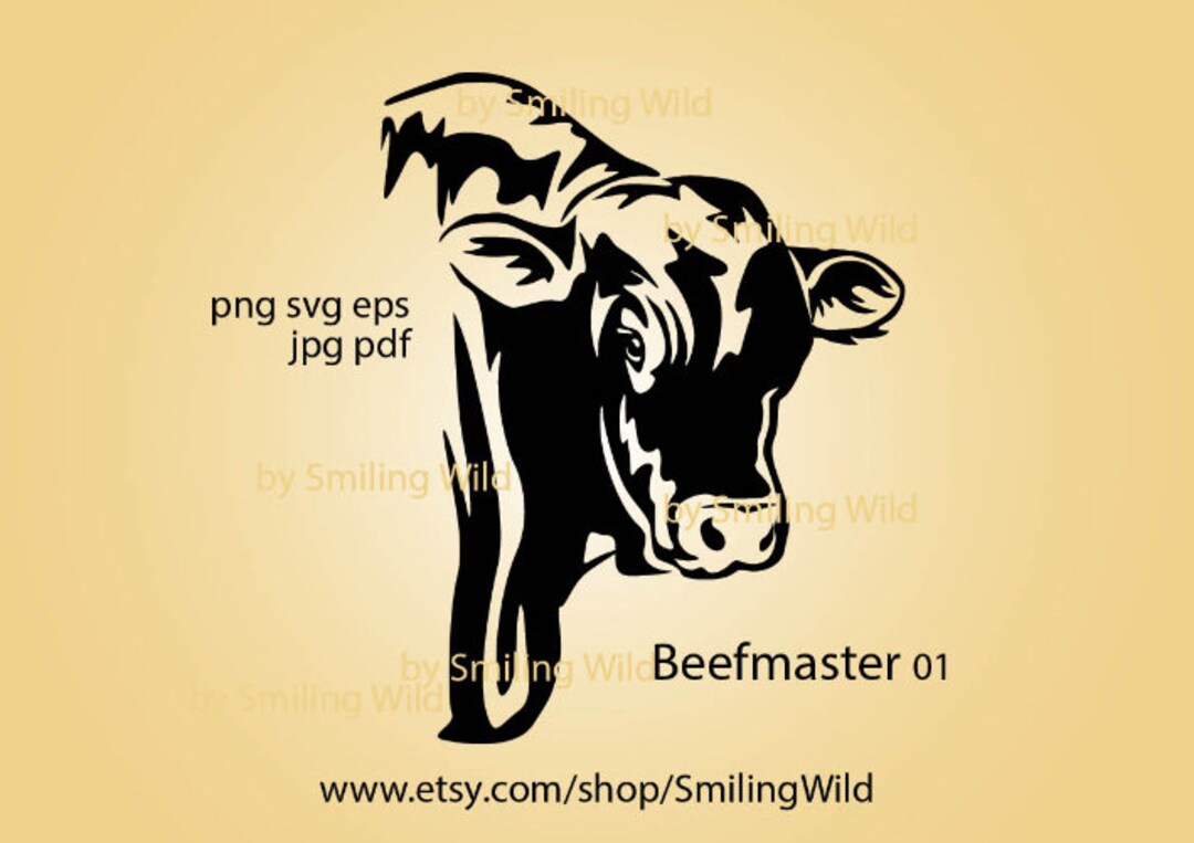 Beefmaster Bull Svg Cattle Clip Art, Beefmaster Head Cut File Vector ...