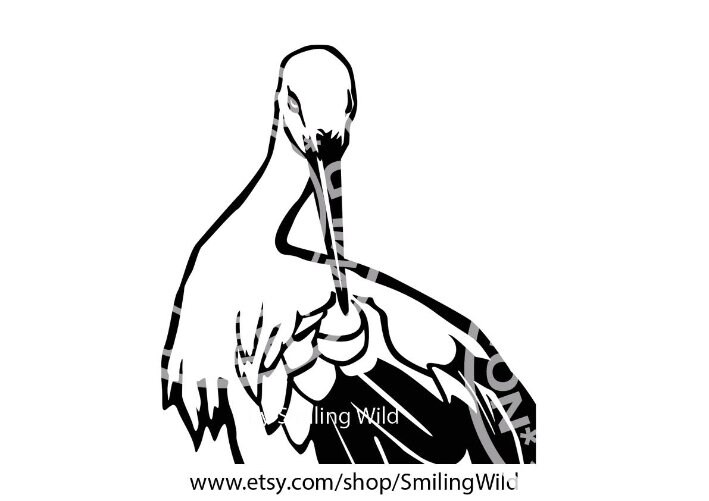 Stork Svg Clip Art Design Bird Cuttable Vector Graphic - Etsy