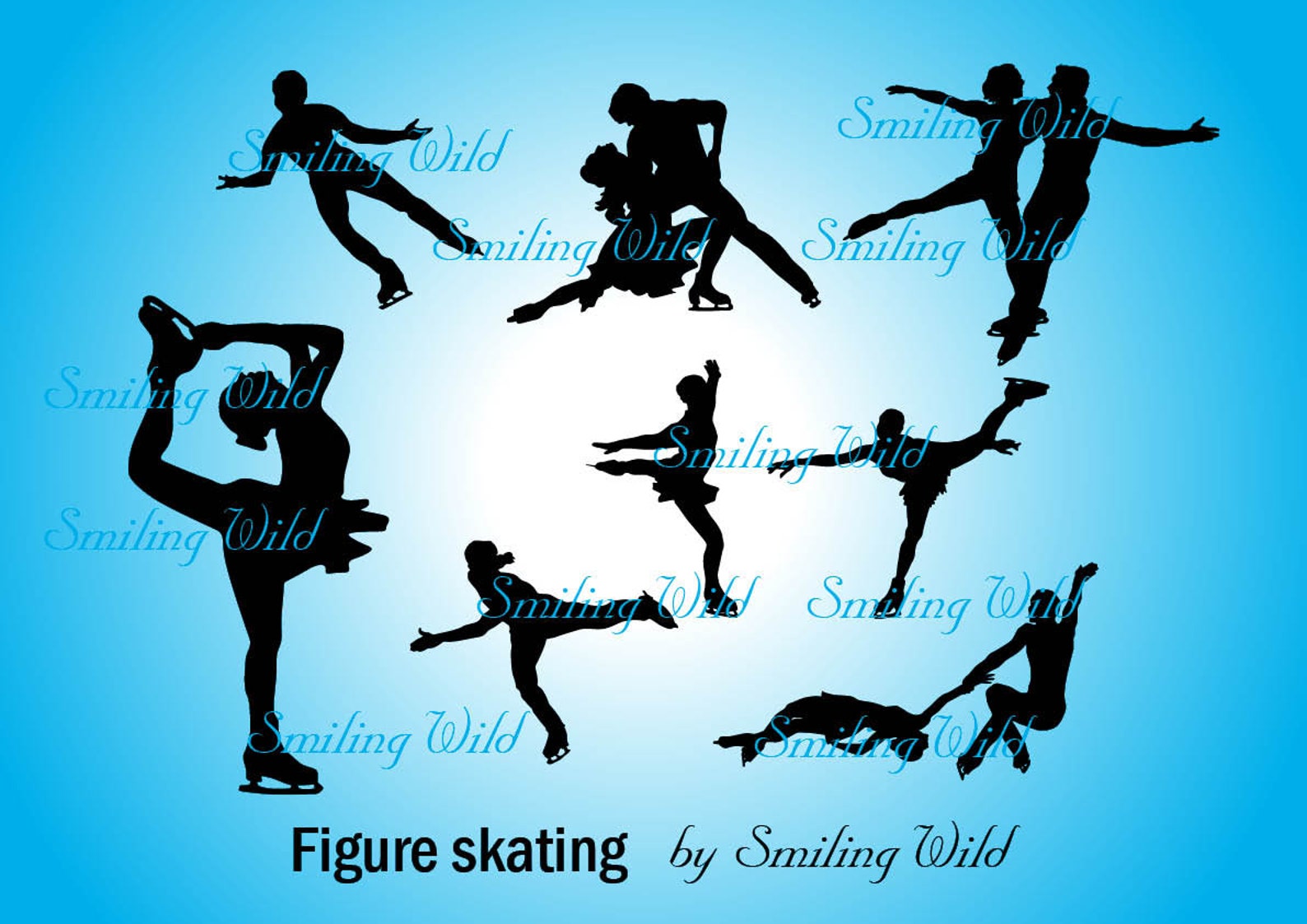 Figure Skating Svg Clipart Silhouette Vector Graphic Art Figure Skating ...