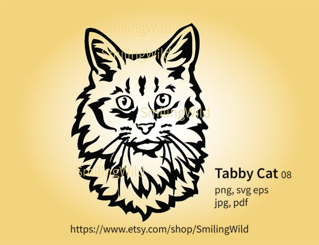 Tabby Cat Svg Clip Art Design Tabby Cat Cuttable Vector - Etsy